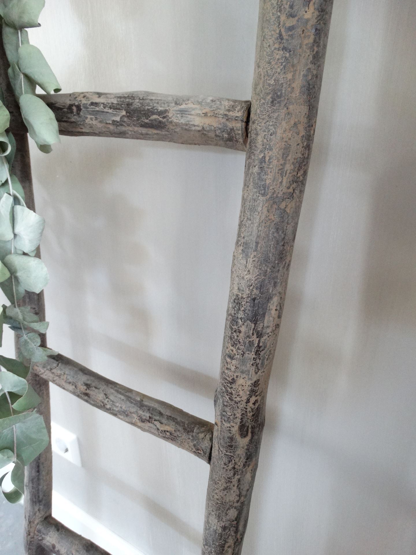 Landelijke houten ladder Grey Finish (vintage)- Stoer & Stijlvol
