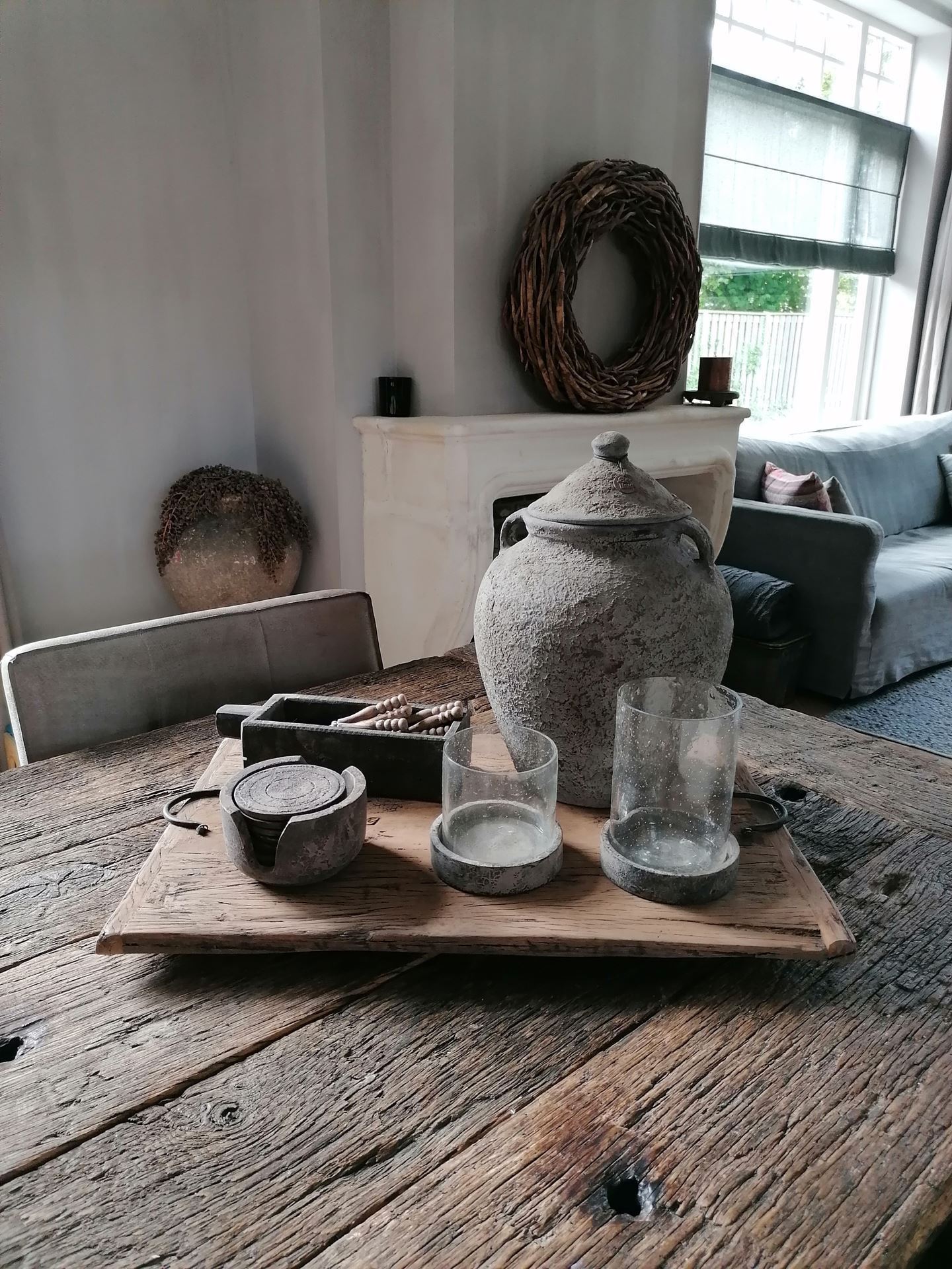 Oud houten railway dienblad met handvatten M- Stoer & Stijlvol